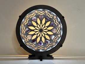 Li-Go "Srdce, ametystová mandala" Stolní lampa 20x22 cm černá s patinou