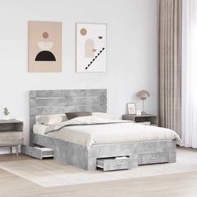 Rám postele s čelo Betonově šedá 140 x 190 cm Kompozitní dřevo 3411646