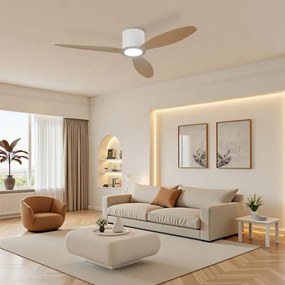 ZEVENTI - LED Stropní ventilátor VENTORA LED/24W/230V Wi-Fi Tuya bílá/dub + DO