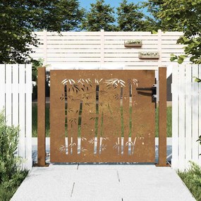Zahradní branka 100 x 75 cm corten ocel bambusový design 153238