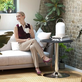 HOMCOM Barový stůl Jídelní stůl Vysoký stůl Barový stůl, kuchyňský stůl do obývacího pokoje, jídelny, chromovaná ocel, imitace kůže, černý, Ø63 x 67-…