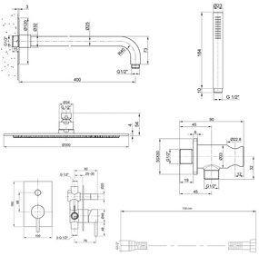 Sapho, MINIMAL podomítkový sprchový set s pákovou baterií, 2 výstupy, nerez, MI042-01