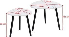 Velaco Set 2 konferenčních stolků TIG-4 54, imitace bílého mramoru/černá
