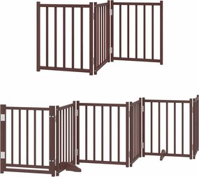 Zábrana pro psy s dvířky skládací 9 panelů hnědá 450 cm topol 3155715