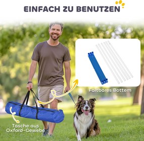Sada pro trénink agility pro psy PawHut s pytlem z polyesteru 600D bílo modrá 305 x 60 x 94 cm pro psí sporty | Aosom.de