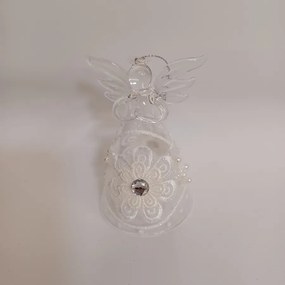 Skleněný anděl 7 × 11 cm čiré sklo