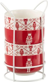 Dárková sada 4 misek s kovovým stojanem Nutcrackers – ∅ 11*6 cm / 300 ml