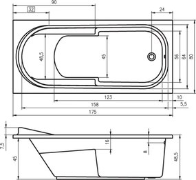 Riho Columbia obdélníková vana 175 x 80 BA04