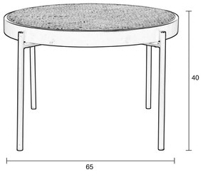 Černý dřevěný konferenční stolek ZUIVER SPIKE 65 cm s ratanovým výpletem