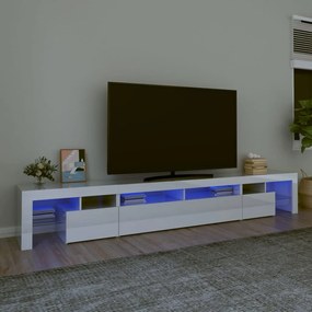 vidaXL TV skříňka s LED osvětlením bílá vysoký lesk 260x36,5x40 cm