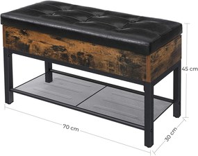 Vasagle Botník a sedací lavice Umut, hnědá / černá