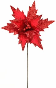 Vánoční třpytivá květina červená, 50 x 32 cm