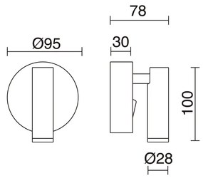 Exo 977A-L0103A-02 nástěnné LED svítidlo Minimal, černé, 3W, 3000K, ø9,5cm, IP20