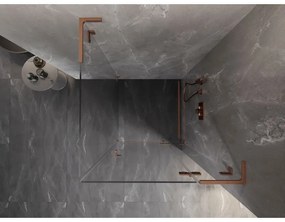 Mexen Lunar, L výklopný sprchový kout pravý 100 x 100 cm, 8mm čiré sklo, profil měděná matná, 834L-100-100-65-00-P