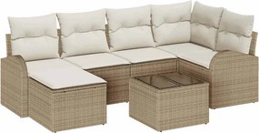 Set pohovek 7 ks Béžová a bílá polyratan 3354790