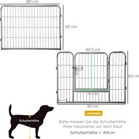 PawHut venkovní výběh pro štěňata, 60H cm, 16 segmentů, ohrádka pro domácí zvířata, ohrádka pro štěňata, ohrádka, přizpůsobitelná, se 2 dvířky, ocel|…