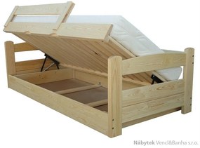 dřevěná dvoulůžková manželská postel s úložným prostorem Turbo chalup