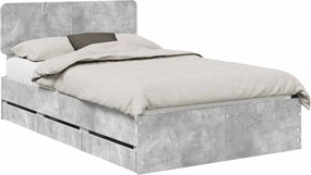 Rám postele s čelo Betonově Šedá 135 x 190 cm Dřevěný materiál 3412195