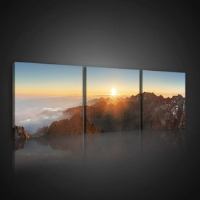 Postershop Obraz na plátně: Západ slunce na horách - set 3ks 25x25cm