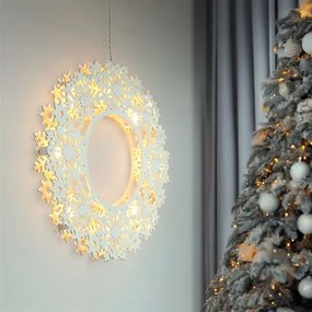 SOLIGHT LED dřevěný vánoční věnec, 10x LED, bílá, 30cm, časovač, 2x AA