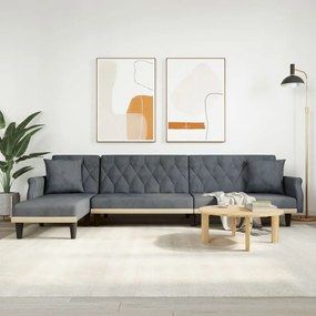 Rozkládací Pohovka Ve Tvaru L 271X140X70 Cm Samet - Tmavě šedá