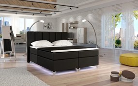 Kontinentální postel Boxspring BRAZIL černá ekokůže 160x200cm