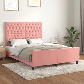 Rám postele s čelem růžový 140x200 cm samet 3125945