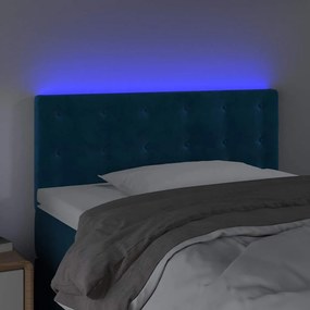 Čelo postele s LED tmavě modré 80 x 5 x 78/88 cm samet 3122080