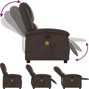 Elektrické masážní polohovací křeslo hnědé umělá kůže 3204221
