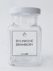 Samolepka na kořenky BYLINKOVÉ BRAMBORY průhledná  5 × 5 cm základní písmo