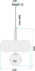 Toolight Toolight, závěsné svítidlo s bílými koulemi 5xE27 APP1574-5CP, bílá-zlatá, OSW-00360