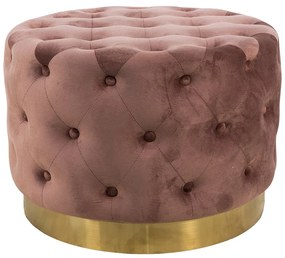 Sametový růžový puf/ sedák se zlatým okrajem Omia - Ø 65*45 cm