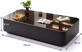 LuxuryForm DESIGN Konferenční stolek ASTON 120 × 60 × 36 cm – černý s tmavou deskou