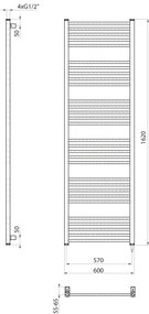 Sapho - Elektrický sušák na ručníky METRO-E 800W/230V 60x162 cm bílá