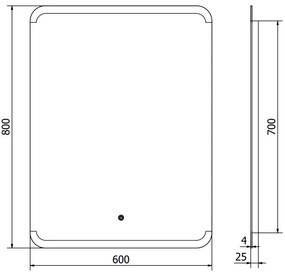 Mexen Nida podsvícené koupelnové zrcadlo 60 x 80 cm, LED 6000K, ventilátor - 9806-060-080-611-00