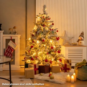 Costway Umělý vánoční stromek 136 cm se sněhem a 150 teplými bílými LED světly