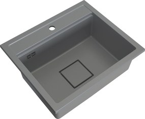 Gamma Quadro 5850, 1-komorový granitový dřez 580x495x220 mm, šedá, GMA-ZLE000233