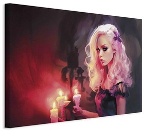 Obraz XXL Dívka se svíčkou - mladá a tajemná adeptka černé magie