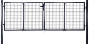 vidaXL Zahradní plotová brána pozinkovaná ocel 289 x 100 cm šedá [143363]