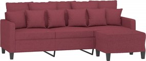 3místná pohovka s podnožkou vínová 180 cm textil 3201095