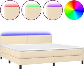 Box spring postel s matrací a LED krémová 200x200 cm textil 3133026