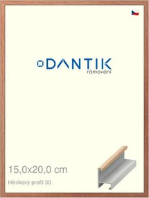 DANTIK rámeček 15x20 | ALU profil 6030 Dýha dub lak matný (Sklo Čiré)