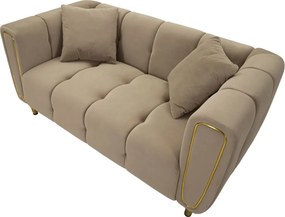 Dvoumístná pohovka Alma 155 cm taupe/zlatá