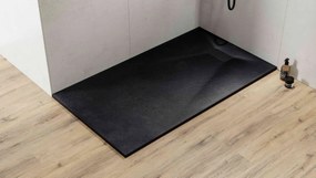 Besco Obdélníková sprchová vanička z SMC kompozitu VEXO BLACK R 100x80 (120x80, 120-180x90) Rozměry (cm): 100x80