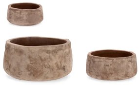 BIZZOTTO Set 3 nízkých květináčů MINH hnědý 0792063AA