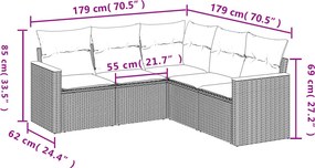 5dílná zahradní sedací souprava s polštáři černá polyratan 3225959