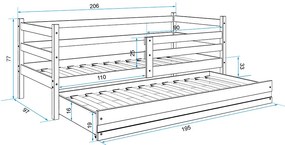 Postel s přistýlkou Norbert II 90x200 bílá/zelená