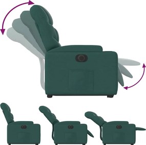 Elektrické zvedací polohovací křeslo tmavě zelené textil 3204626