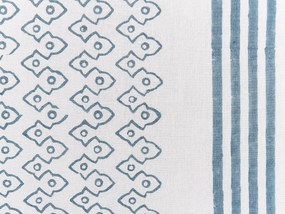 Sada 2 bavlněných polštářů geometrický vzor se střapci 45 x 45 cm bílé/ modré TILIA Beliani