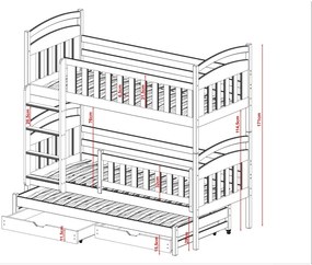 Legno Dětská patrová postel Viking šedá Rozměr (cm): 90x200